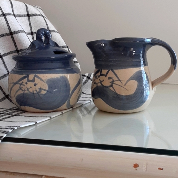 Ann Gleason, Artist | Kitchen | Studio Art Pottery Salt Glazed Blue Cat ...